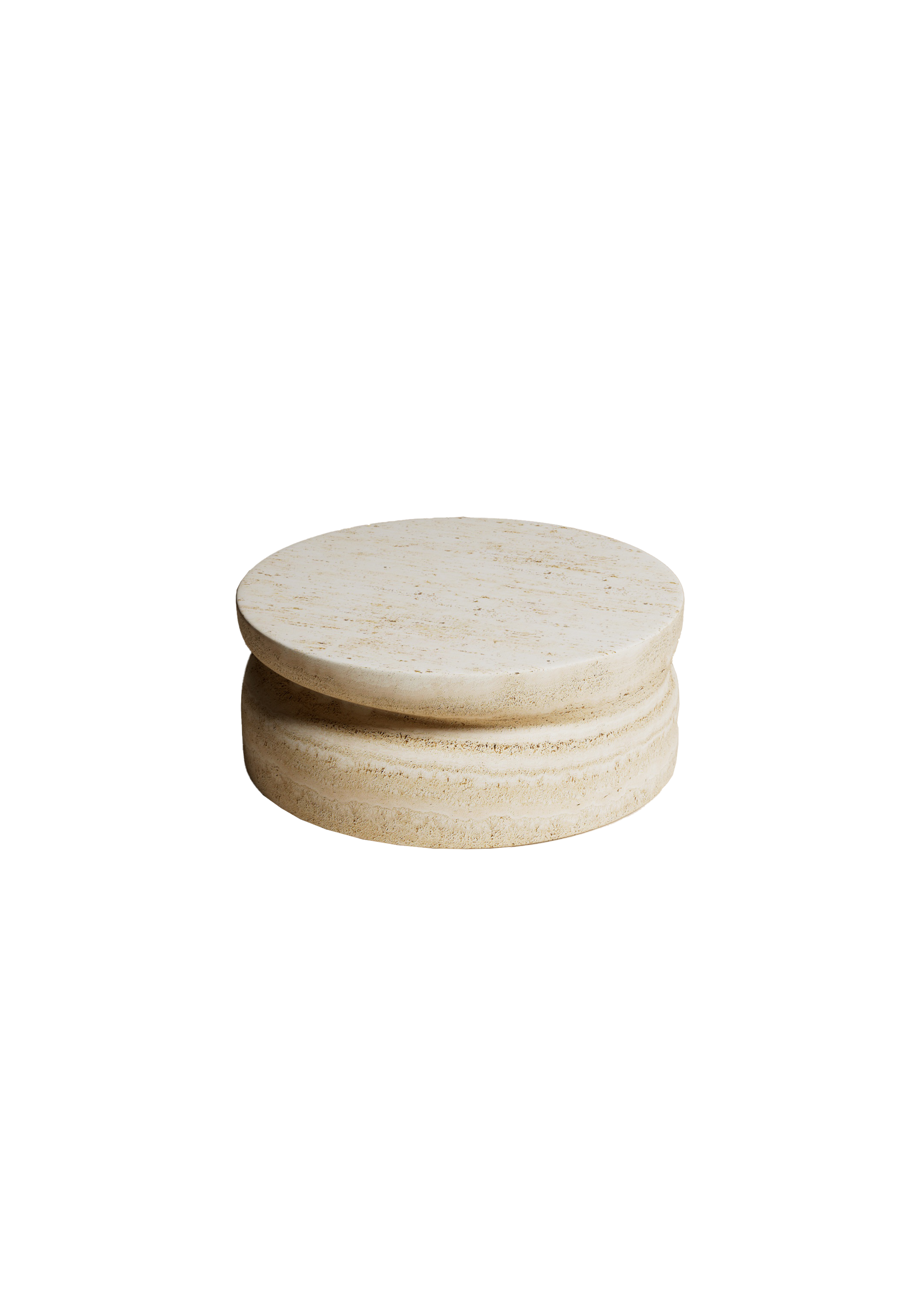 Nubo Round Coffee Table in Travertine - Mathieu Delacroix | Monde Singulier